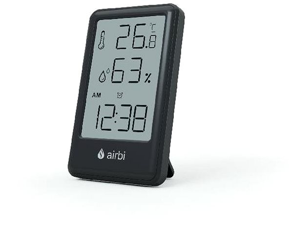 Airbi FRAME – Izbový teplomer a vlhkomer s hodinami – čierny ...