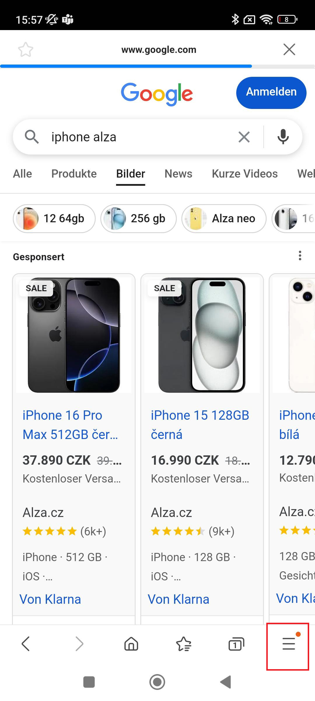 Wie ist vorzugehen, wenn der Browser für die Anmeldung in der Alza-App ...