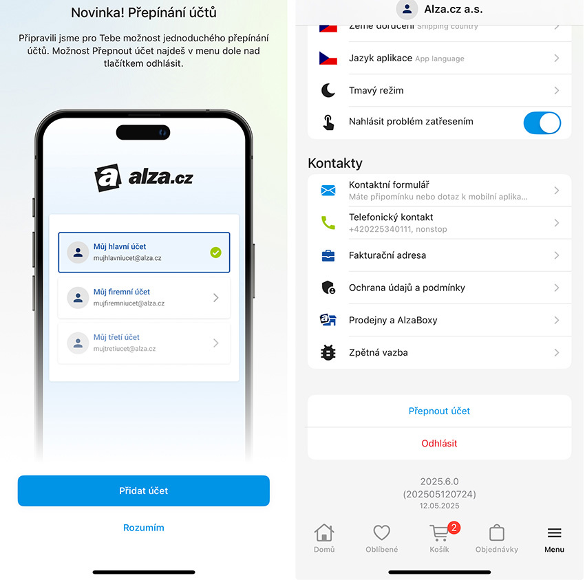 Novinka pro B2B zákazníky: přepínání účtů na jedno kliknutí | Alza.cz