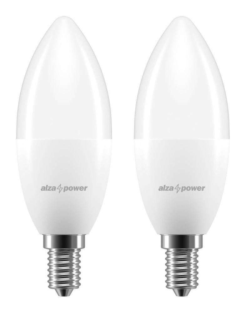 AlzaPower LED Essential Candle 8W (60W), 4000K, E14, set 2ks - LED ...