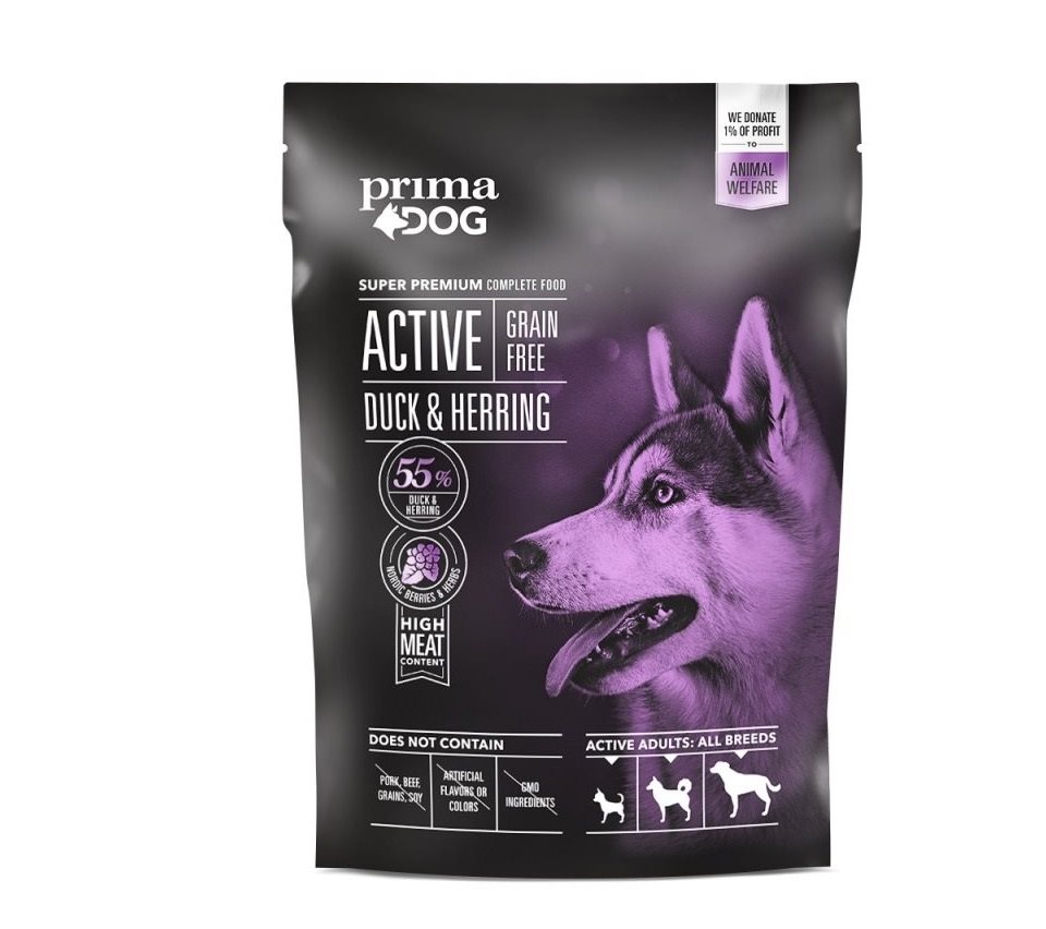 PrimaDog Kachna se sleďem bez obilovin, pro dospělé psy, 1,5 kg ...