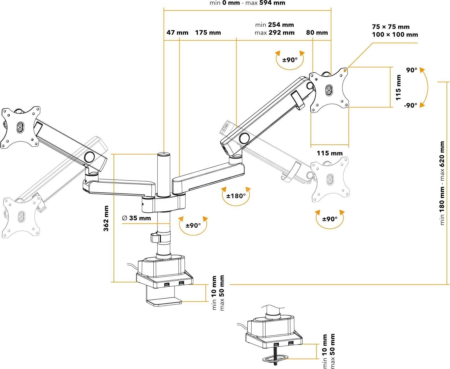 AlzaErgo Arm D85B Essential USB - Držák na monitor | Alza.cz