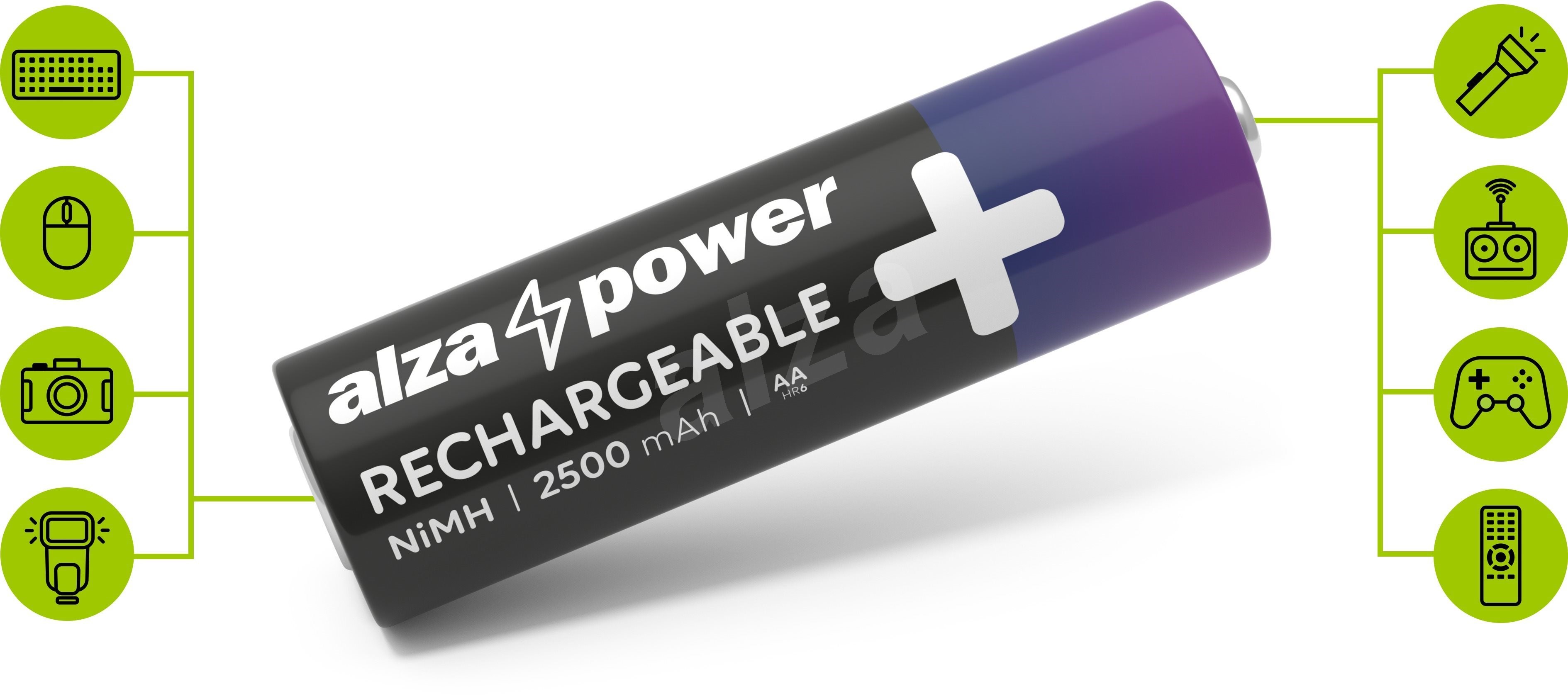 AlzaPower Rechargeable HR6 (AA) 2500 mAh 4ks v eko-boxu od 262 Kč - Nabíjecí baterie | Alza.cz