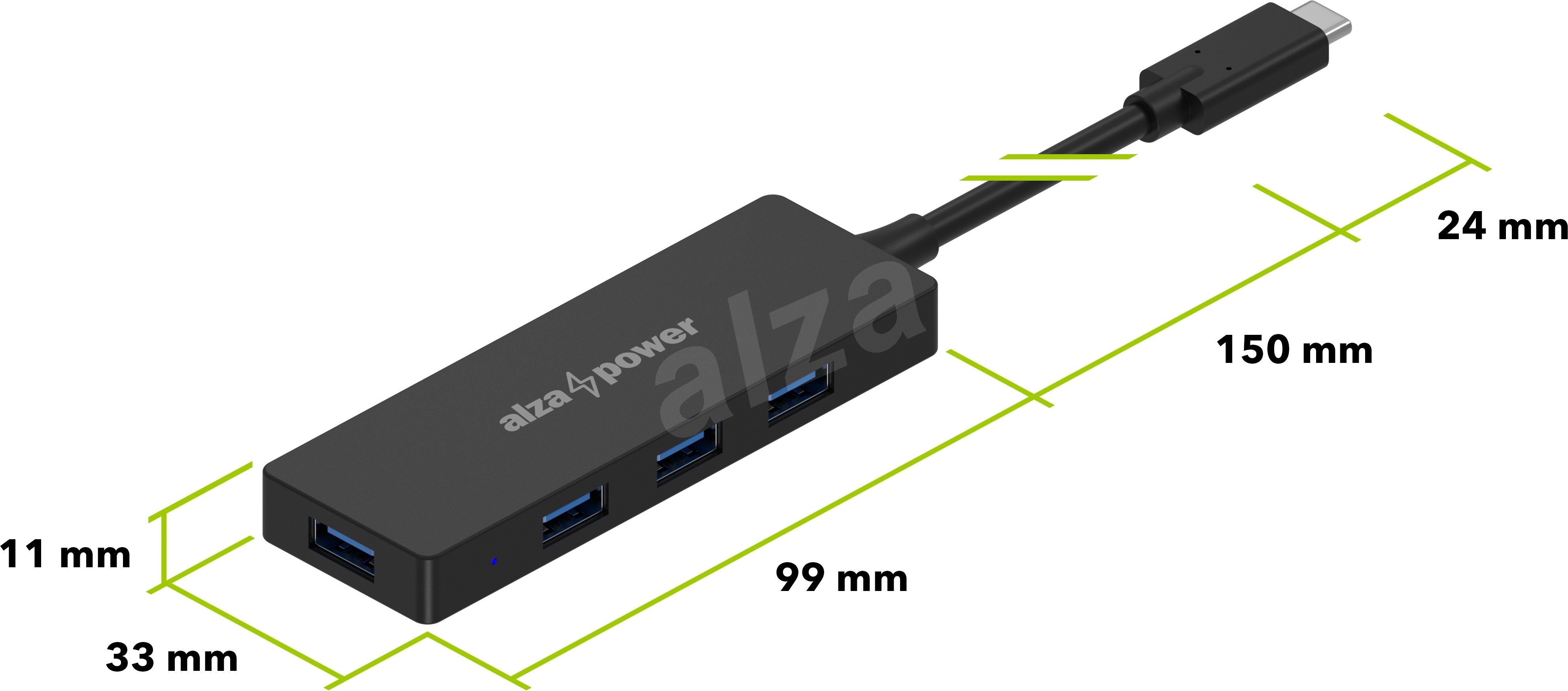 AlzaPower FlatCore USB-C (M) na 4× USB-A 3.0 (F) černý za 349 Kč - USB ...