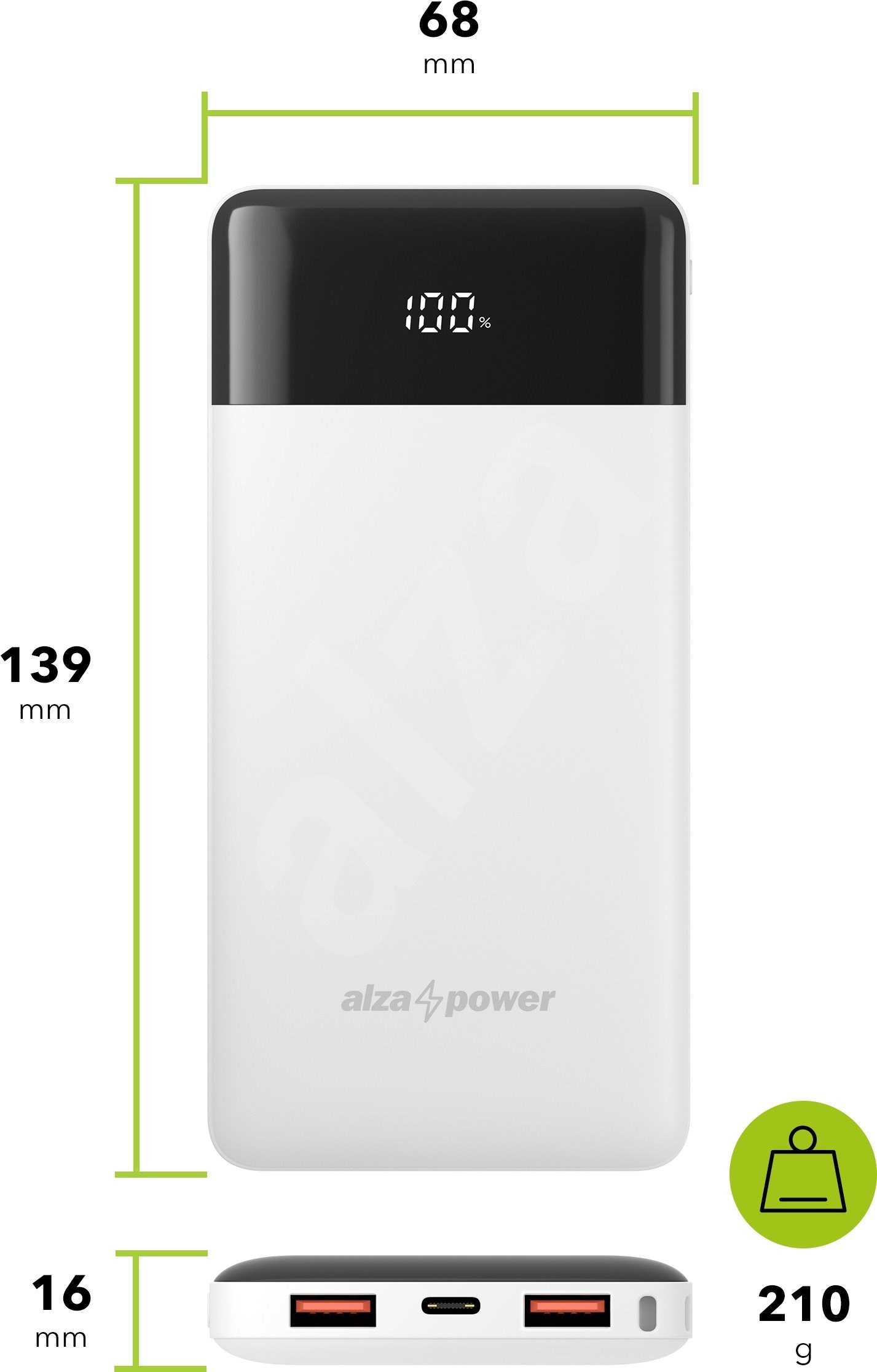 AlzaPower Parade 10000mAh Power Delivery (22,5W) bílá od 539 Kč ...