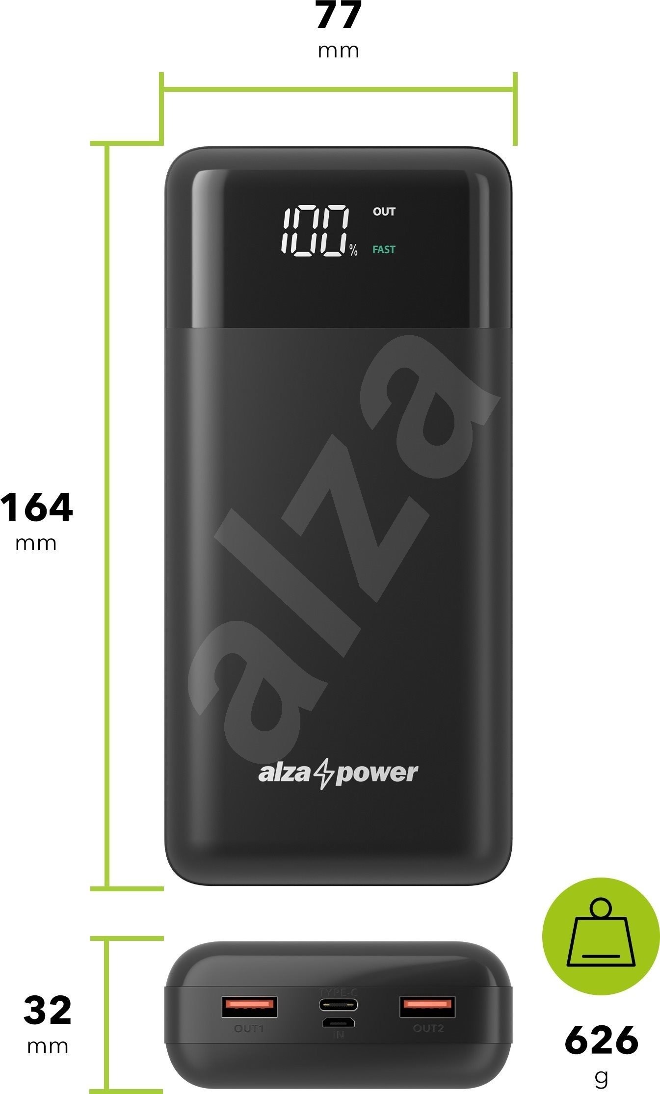 AlzaPower Parade 30000mAh Power Delivery (18W) černá od 1 259 Kč ...