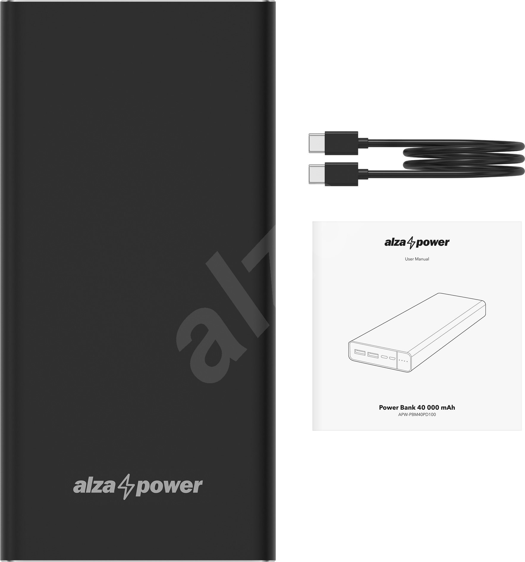 AlzaPower Metal 40000mAh Fast Charge + PD3.0 (100W) černá za 2 499 Kč ...