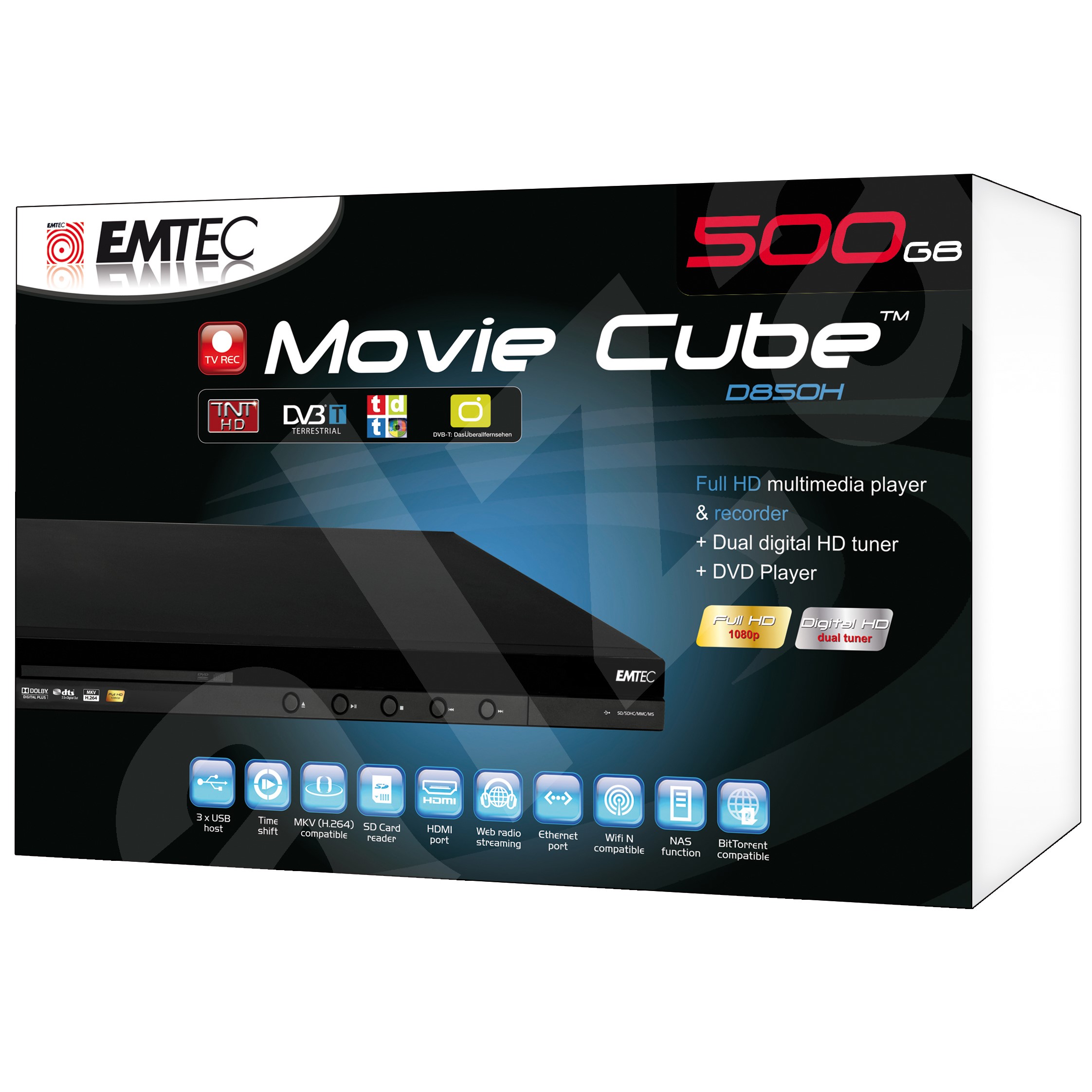 EMTEC Movie Cube D850H 500GB - Multimediální přehrávač | Alza.cz