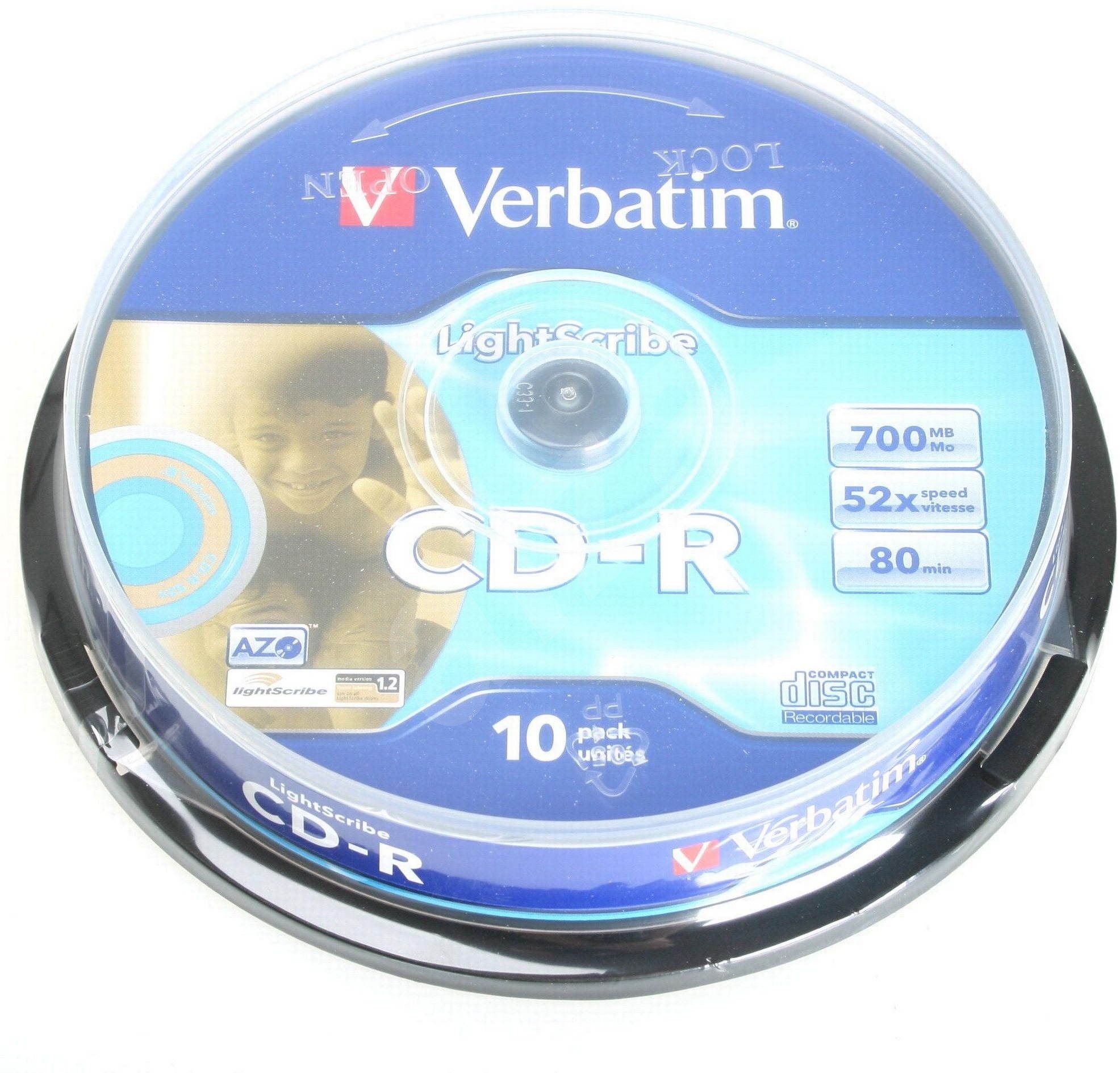 Verbatim CD-R DataLife Protection 52x, LightScribe 10ks cakebox - Média ...