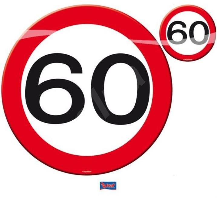 Prostírání dopravní značka 60, 4x talíř, 4x sklenička - Party doplňky ...