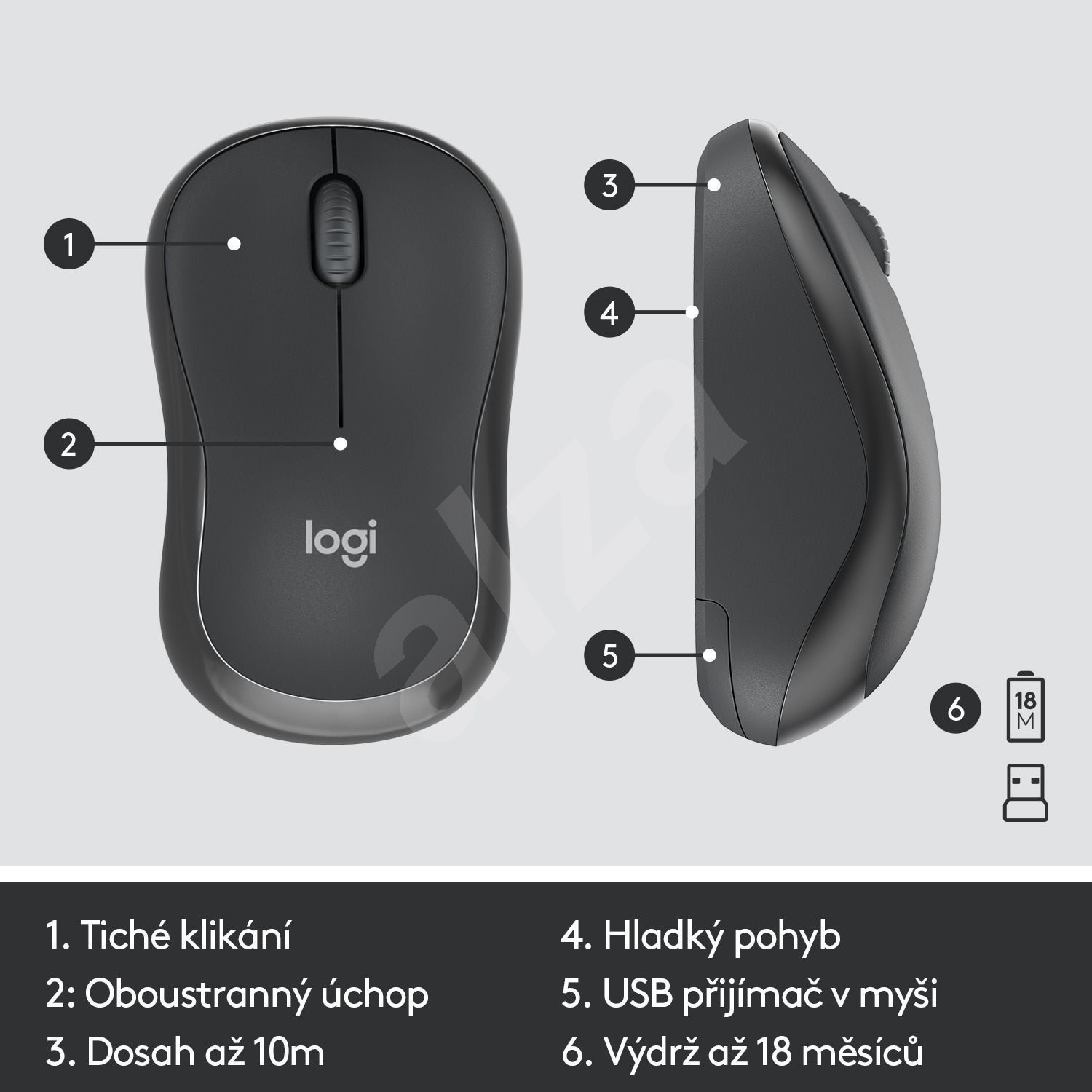 Logitech Wireless Combo MK295, graphite - CZ/SK - Set klávesnice a myši ...