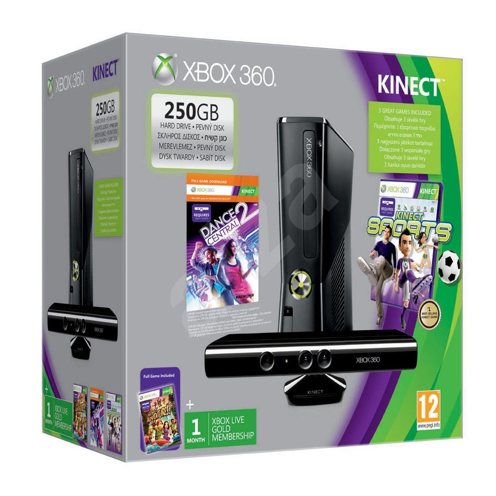 Microsoft Xbox 360 250GB Kinect Bundle + Kinect Sports 1 + Dance ...