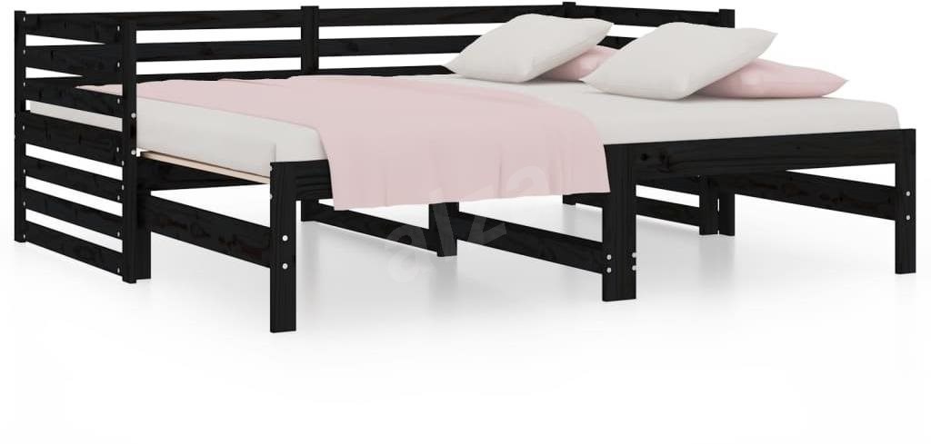 Výsuvná postel černá 2× (80 × 200) cm masivní borovice, 814713 - Rám ...