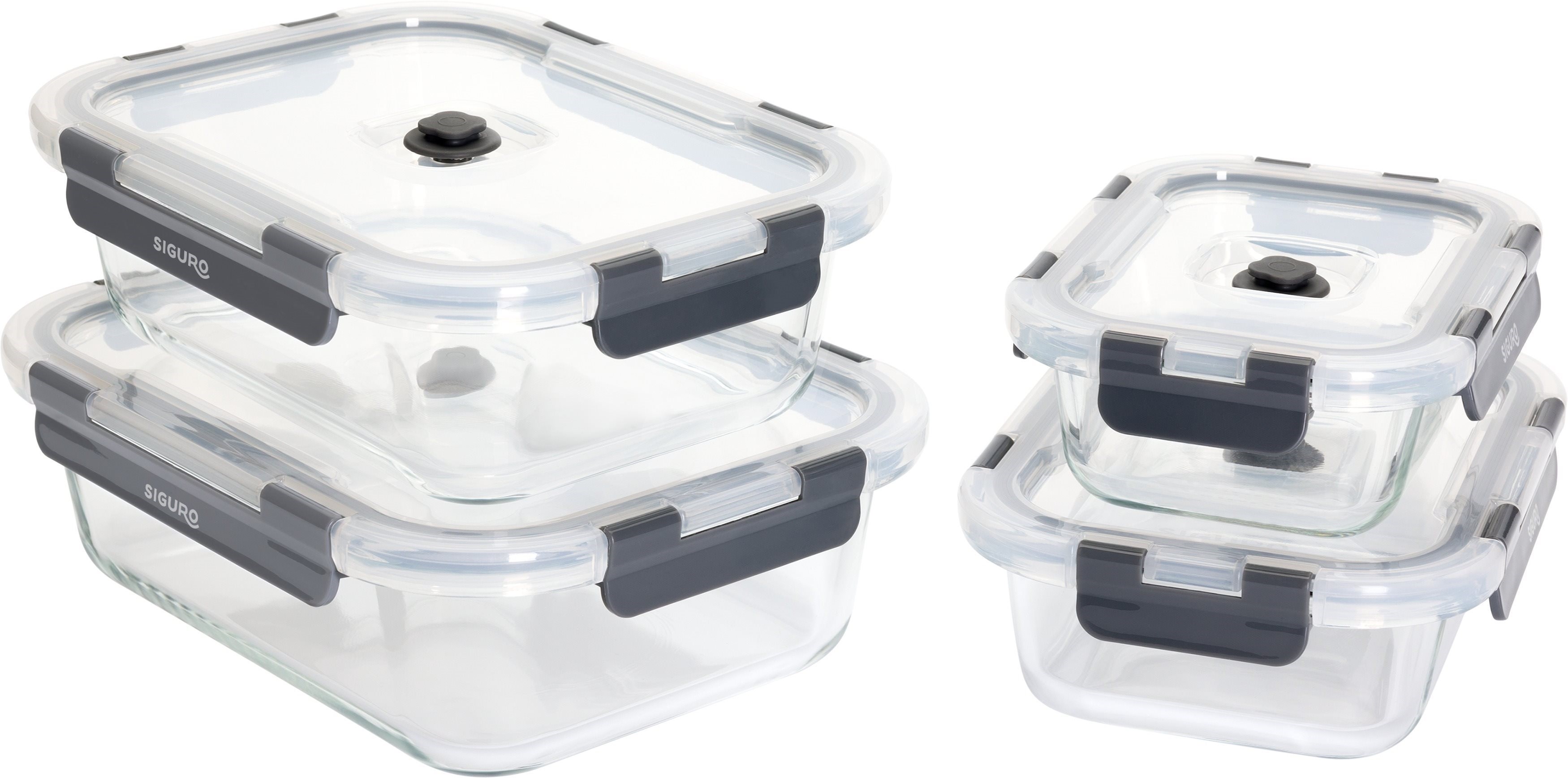 Siguro Sada vakuovacích skleněných dóz, 0,37 l + 1,05 l + 1,52 l + 1,64 l + pumpa, 5 ks za 799 ...