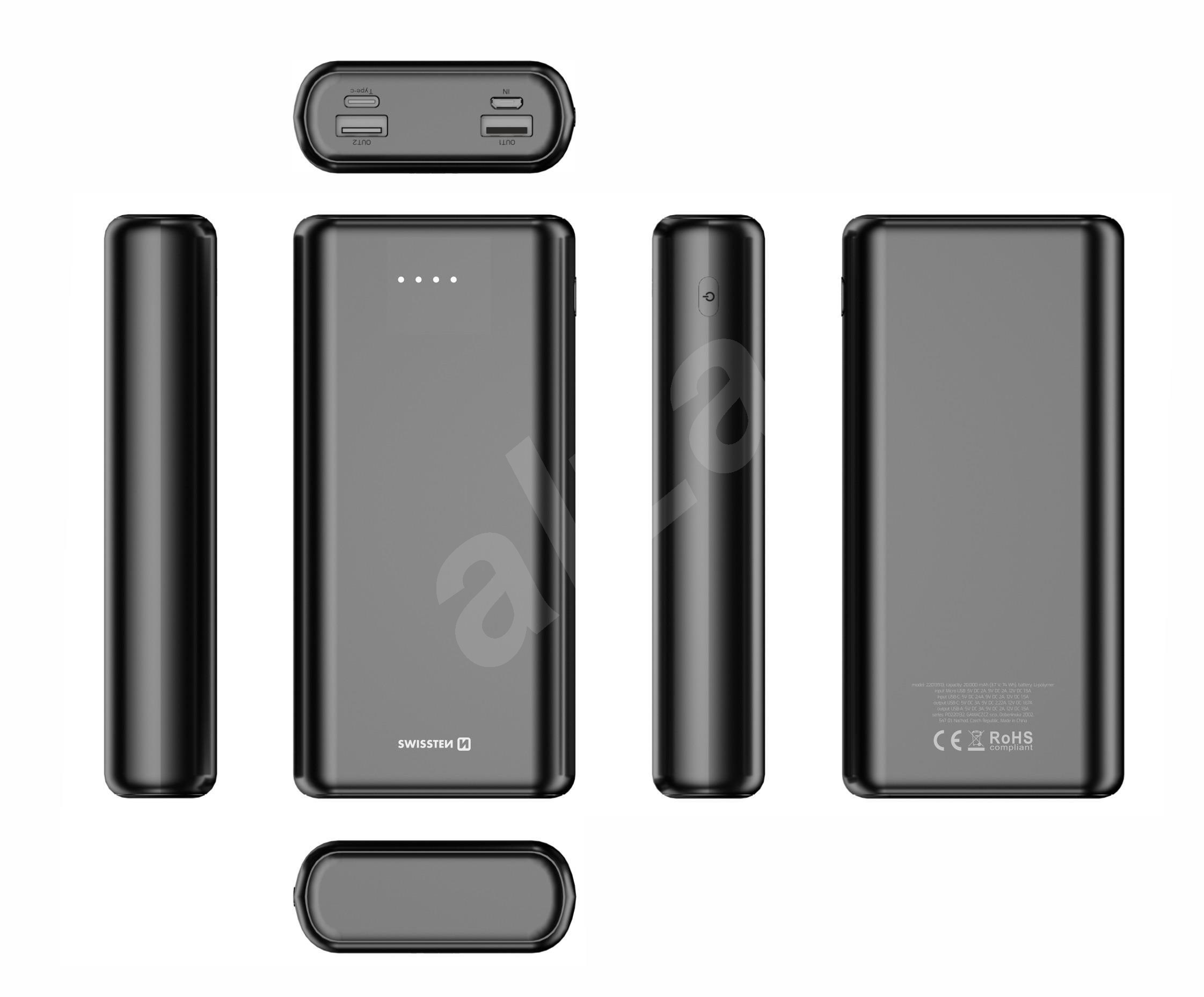 Swissten Power Line Power Bank 20000 mAh 20W Power Delivery černá ...