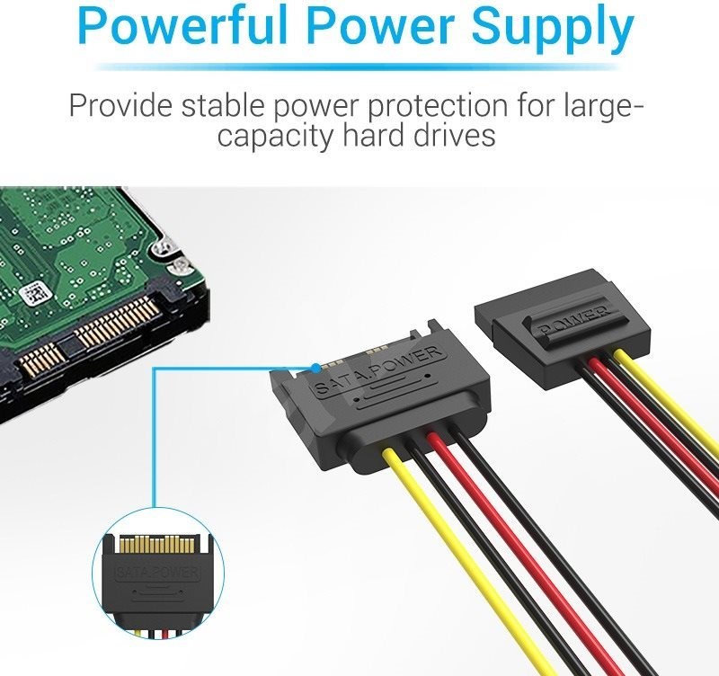 Vention SATA 15P Power Extension Cable 0.3M Black - Napájecí kabel ...